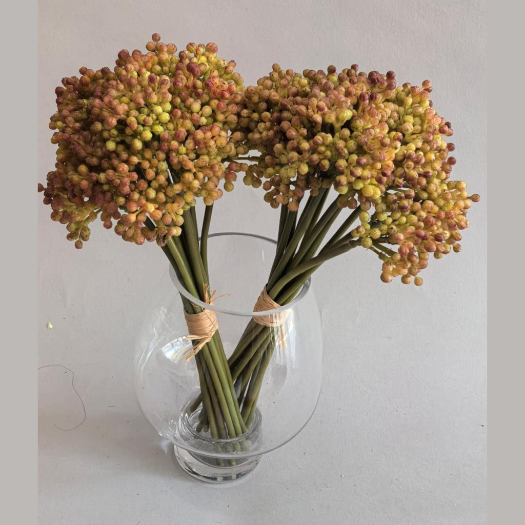 Artificial Seeded Hydrangea Picks Bouquet in Brown and Green