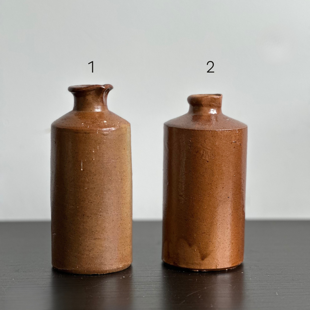 Antique Victorian Brown Salt Glazed Stoneware Ink Pots Bottles