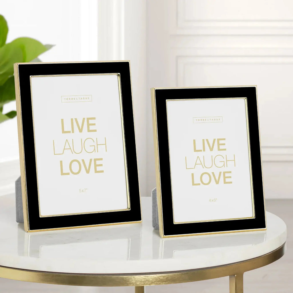 Banks Black Enamel Gold Trim Photo Frames - Home Smith