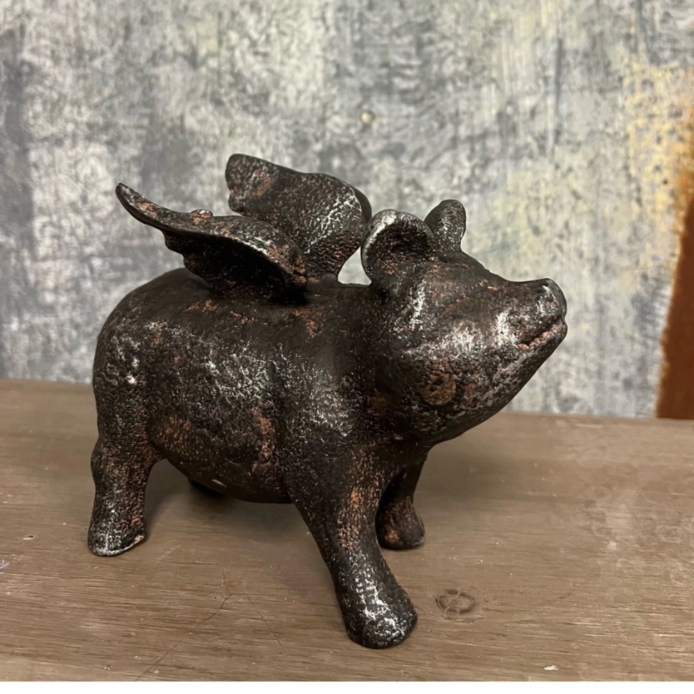 Small Decorative Cast Iron Flying Pig at Home Smith