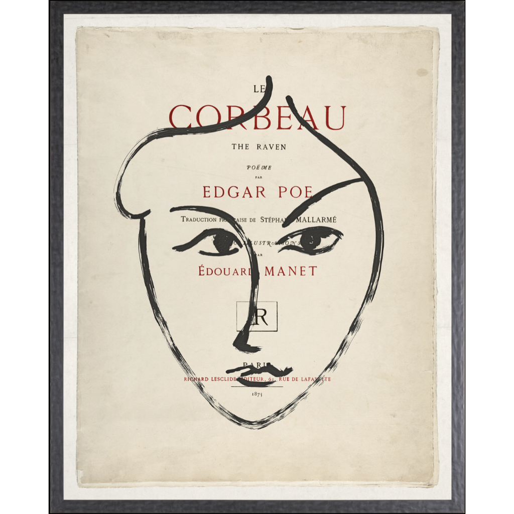 Frontispiece Series: Mask Drawing over Vintage Book Titles in Two Sizes