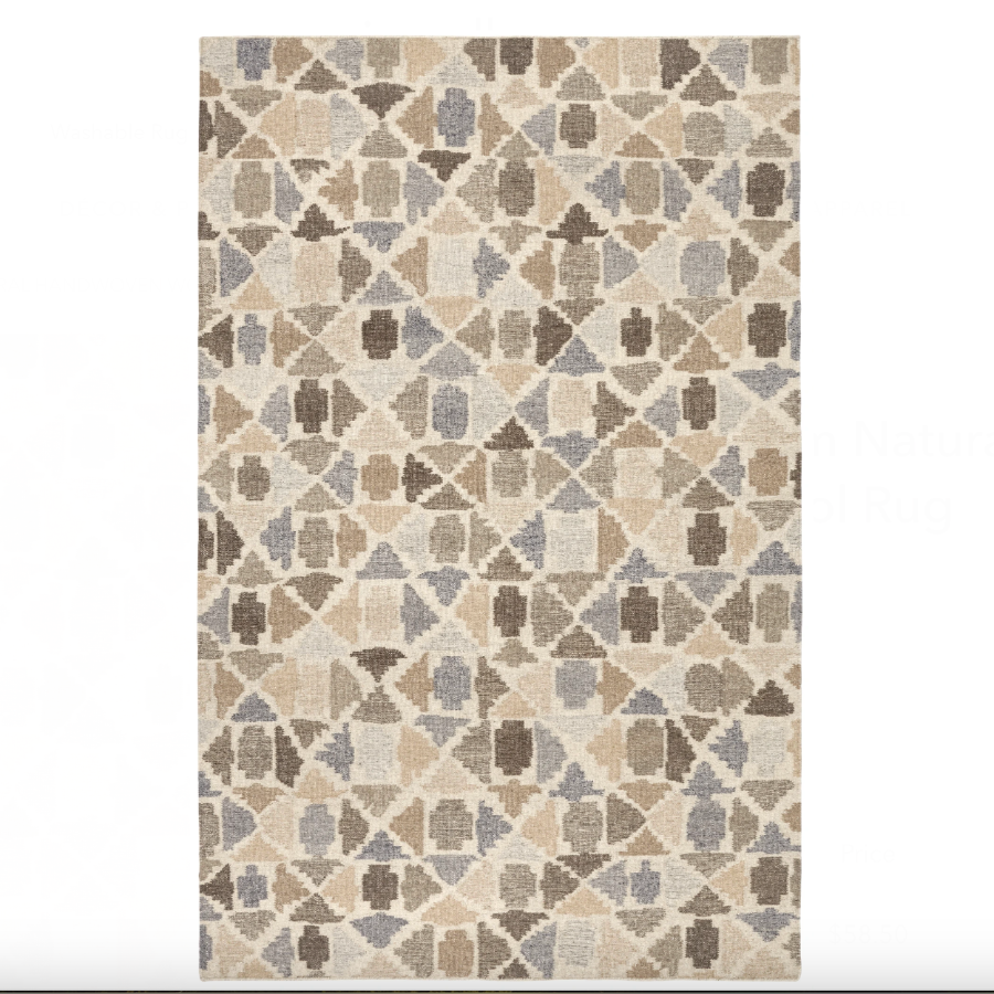 Rufus Stone Kilim Natural Handwoven Wool Rug - Home Smith